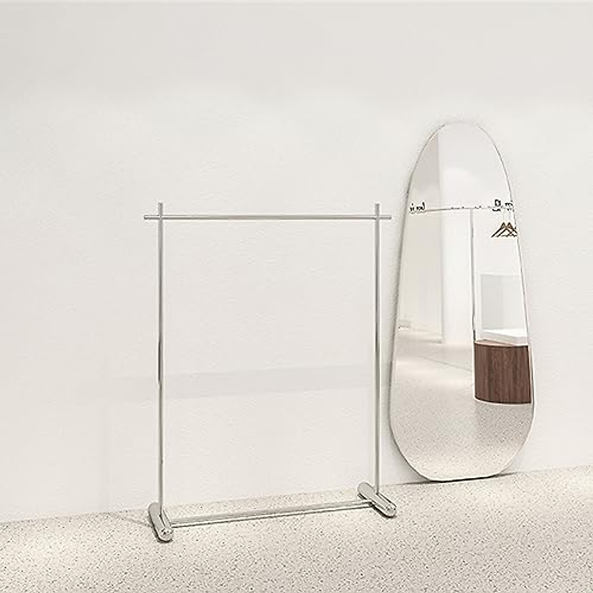 ROLTIN Slim Garment Rails Stainless Steel, Tall Floor Standing Garment Racks Clothes Coat Display Racks Clothing Store Furniture for Small Spaces