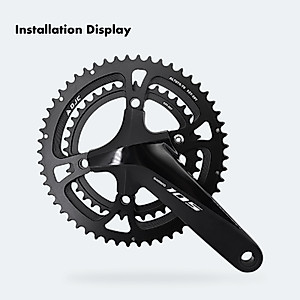 DJC Road Bike Chainring 110BCD 4 Arms Round 2X Chainring Double 52t 36t for Shimano 4700 5800 6800 9000 R7000 R8000 R9100 (Round 52-36T)
