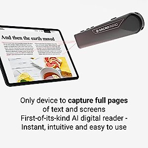 OrCam Read Smart - AI Assistive Reader - Including Smart Reading Feature- for Anyone Who is Exposed to Large Amounts, Bundled with OrCam Bluetooth Earbuds, Orcam Battery Pack and HogoR Cleaning Cloth