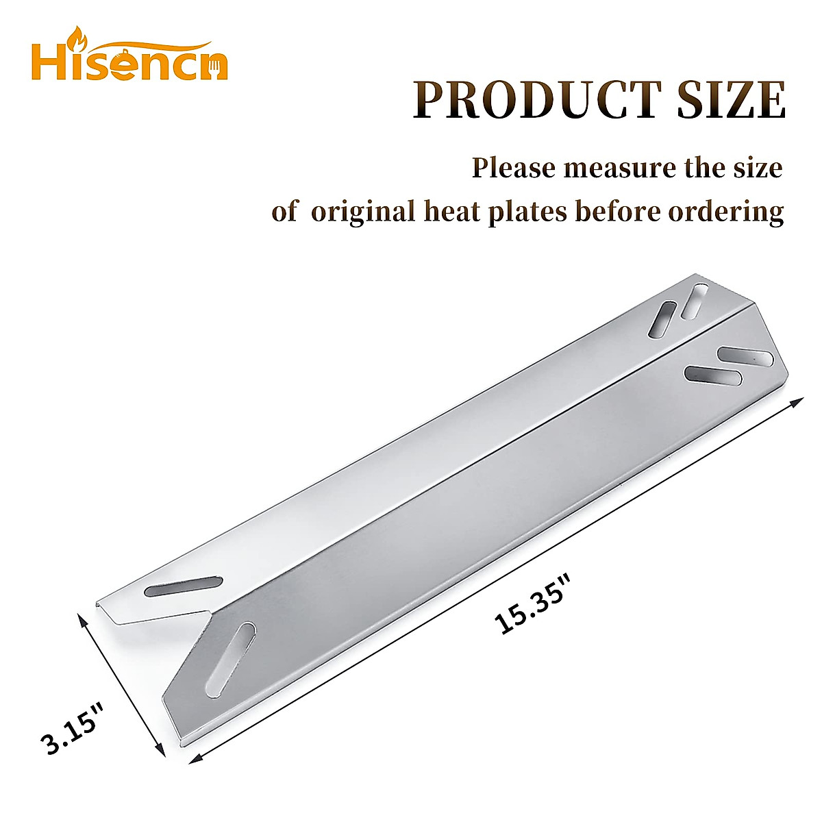 Hisencn 15.35'' Heat Plates for Cuisinart 2556, 2456, GAS2456AS, GAS2556AS, GAS1456ASO, GAS1456BSO, GAS2420AS, Heat Tents Replacement Parts for Cuisinart 5-Burner Gas Grill, Stainless Steel, 5-Pack