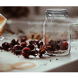 Set of 3 Glass Mason Jar with Lid (1 Liter) | Airtight Glass Storage Container for Food, Flour, Pasta, Coffee, Candy, Dog Treats, Snacks & More | Glass Organization Canisters | 34 Ounces