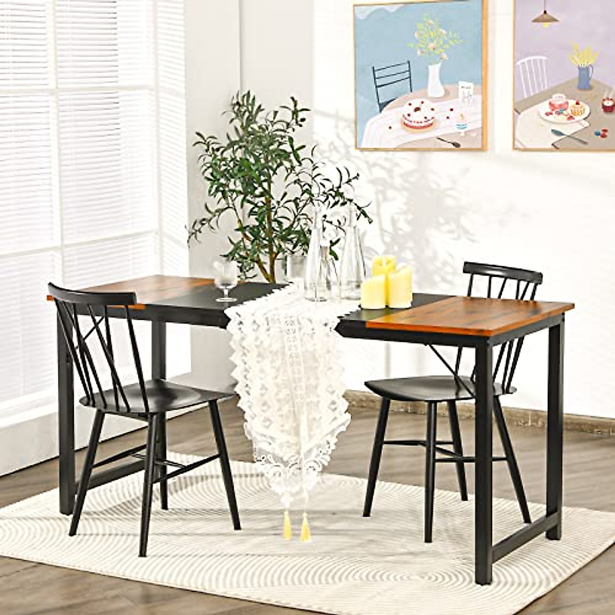 Tangkula 63 Inch Large Home Office Computer Desk, Modern Splice Study Writing Desk w/Heavy Duty Steel Frame, Spacious Conference Desk, Industrial Computer Table Workstation, Easy Assemble