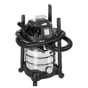 Amazon Basics 6 Gallon, 3.5 HP Stainless Steel Wet/Dry Vacuum, Ss, Grey, Black