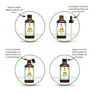 SVA Lemon Essential Oil – 4 Fl Oz – 100% Natural Lemon Oil - for Diffuser, Hair Care, Face, Skin Care, Aromatherapy, Scalp and Body Massage, Soap and Candle Making – with Dropper