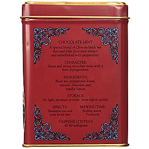 Harney and Sons Chocolate Mint, Flavored Black Tea - 20 Sachets per Tin
