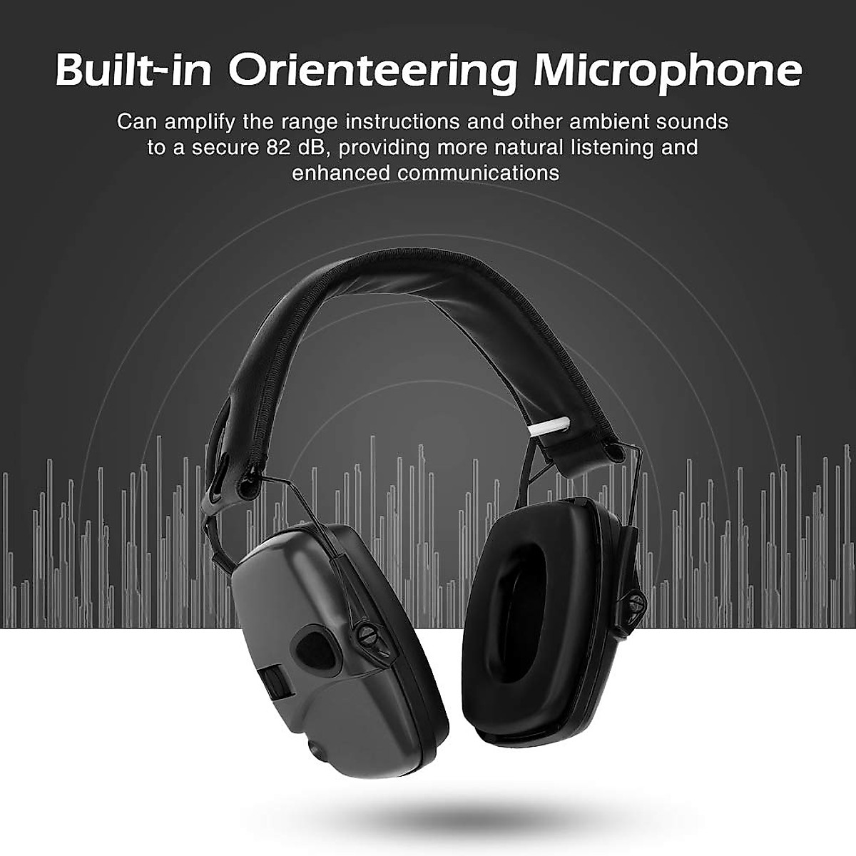 Tosuny Electronic Shooting Earmuff, 22dB Noise Reduction Sport Sound Amplification Ear Defender, Foldable Ear Protection Hunting Earmuff with Microphone, Ideal for Shooters, Hunters(Black)