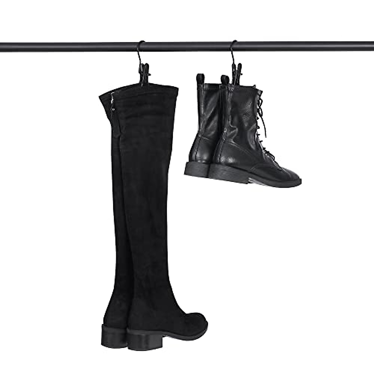 BEWISHOME 30 PCS Boot Hangers for Closet, Laundry Hooks with Clips, Boot Hanging Hold Clip, Clothes Pins, Space Saving Portable Travel Hangers Clip, Jeans, Tall Boots, Towel, Black FYC30B