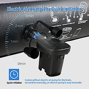 Tecoom Truck Bed Air Mattress for 5.5-5.8ft Short Truck Beds, Thickened Flocking Surface Leakproof Truck Bed Mattress with Pump, Pillows, Portable Truck Air Mattress for Truck Tent Camping, Grey