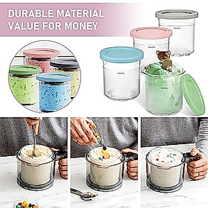 Containers Replacement for Ninja Creami Pints and Lids, Ice Cream Storage Containers Compatible with NC301 NC300 NC299AMZ Series Ice Cream Maker, BPA Free Dishwasher Safe Airtight & Leak-Proof (4 Pack)