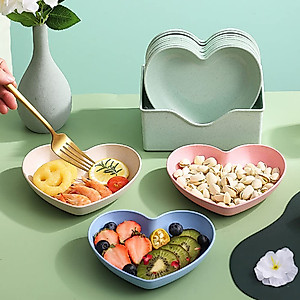 Golandstar 10pcs Heart Shaped Dinner Plates Dinnerware Dishes Set 6 Inch Food Plate Saucers Tray Fruits Snack Bowls BPA Free (Pink)