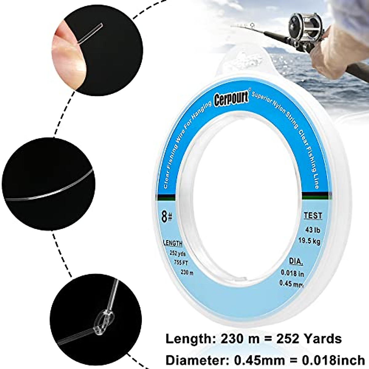 Clear Fishing Wire,755FT Monofilament Fishing Line,Clear String for Hanging,Strong Clear Wire Invisible Nylon Thread for Hanging Balloon,Garland,Picture,Crafts,Decorations,Suitable for Beading Sewing