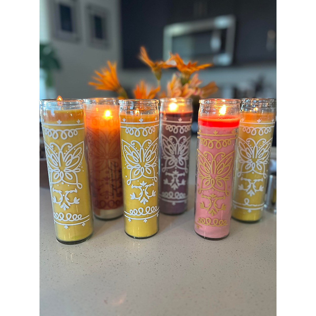 State & Water Encanto Inspired Butterfly Decals for Prayer Candles, 8 Pack (4 White, 4 Gold), fits 8 inch Tall Glass jar (not Included)