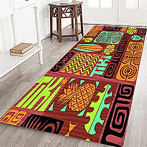 JISMUCI Long Area Rug Seamless Exotic Tiki Pattern use Non-Slip Floor Carpet Hallway Entrance Door Mats Home Decor Washable Runner Bedroom Kitchen Rugs, Color-long-01, (60X180CM ) 23.6 X70.8inch