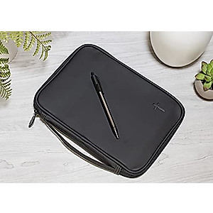 Cross Solid Blank Black Thinline Vinyl Zippered Bible Cover Case with Handle