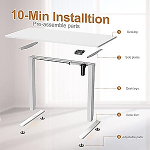 JOY worker Electric Height Adjustable Standing Desk, White Whole Piece 48 x 24 Inches Sit Stand Up Desk with Memory Controller, Quick Assembly Standing Workstation for Home Office