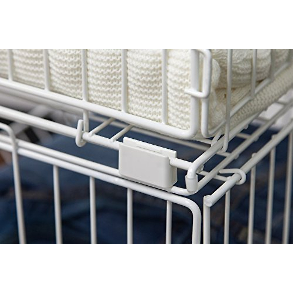 IRIS USA 17" Modular Wire Stacking Storage Basket, Great Storage for Linens, Groceries, Toys, Books, and More, Stackable, Easy Assemble, Multipurpose Home Organizer, White