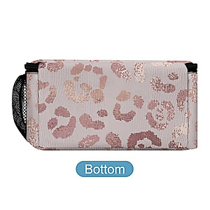 MINBHEBYUD Leopard Skin Rose Gold Lunch Bag for Men Women, Insulated Lunch Bags for Office Work, Reusable Portable Lunch Box