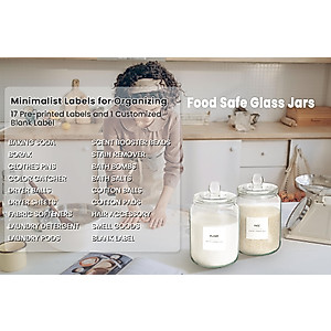 Mustry Glass Jars for Laundry Room Organization, 0.5 Gallon One Hand Easy Open Laundry Jars with Lids (Set of 2)