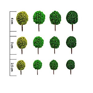 24Pcs Mini Model Trees Mixed Bush Trees Vegetation Groups Shrubs for Model Train Scenery Architecture Trees Model Scenery Trees Fake Trees with No Stands