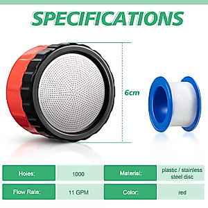 Dreyoo 1 Pcs 1000 Water Nozzle, Garden Plastic Watering Hose Nozzle 11 GPM with PTFE Thread Seal Tape for Tender Plants, Flowers, Greenhouse, Nursery Garden, Potting, Container