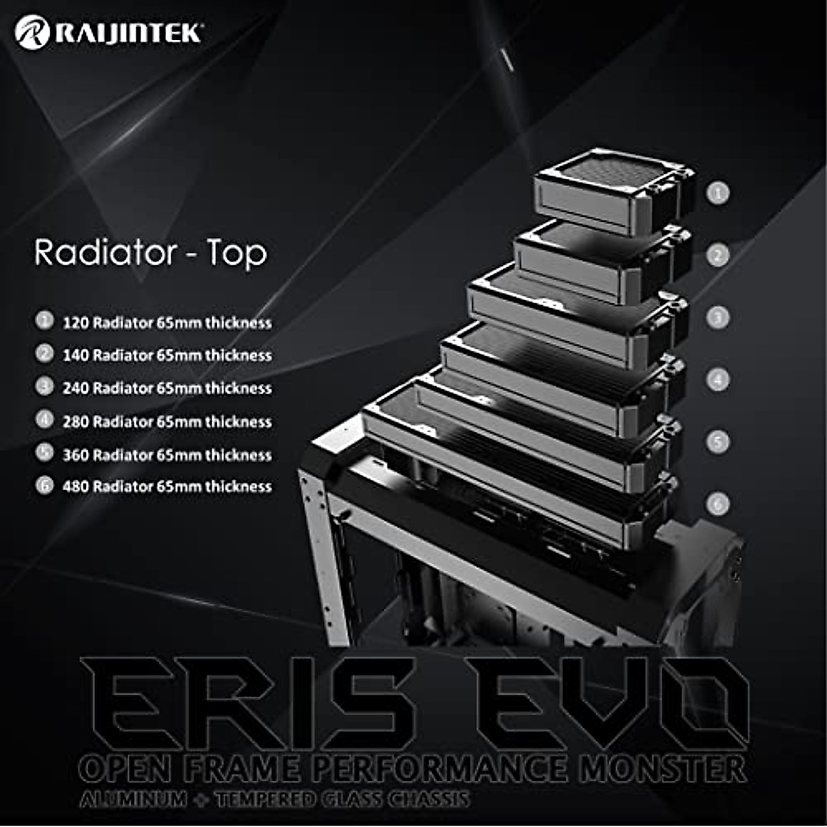 RAIJINTEK ERIS EVO, EEB/EATX case with Tempered Glass Side Panel, Maximum CPU Cooler Height up to 170 mm, Supports up to 5×2.5" HDD or 5×2.5" HDD/SSD