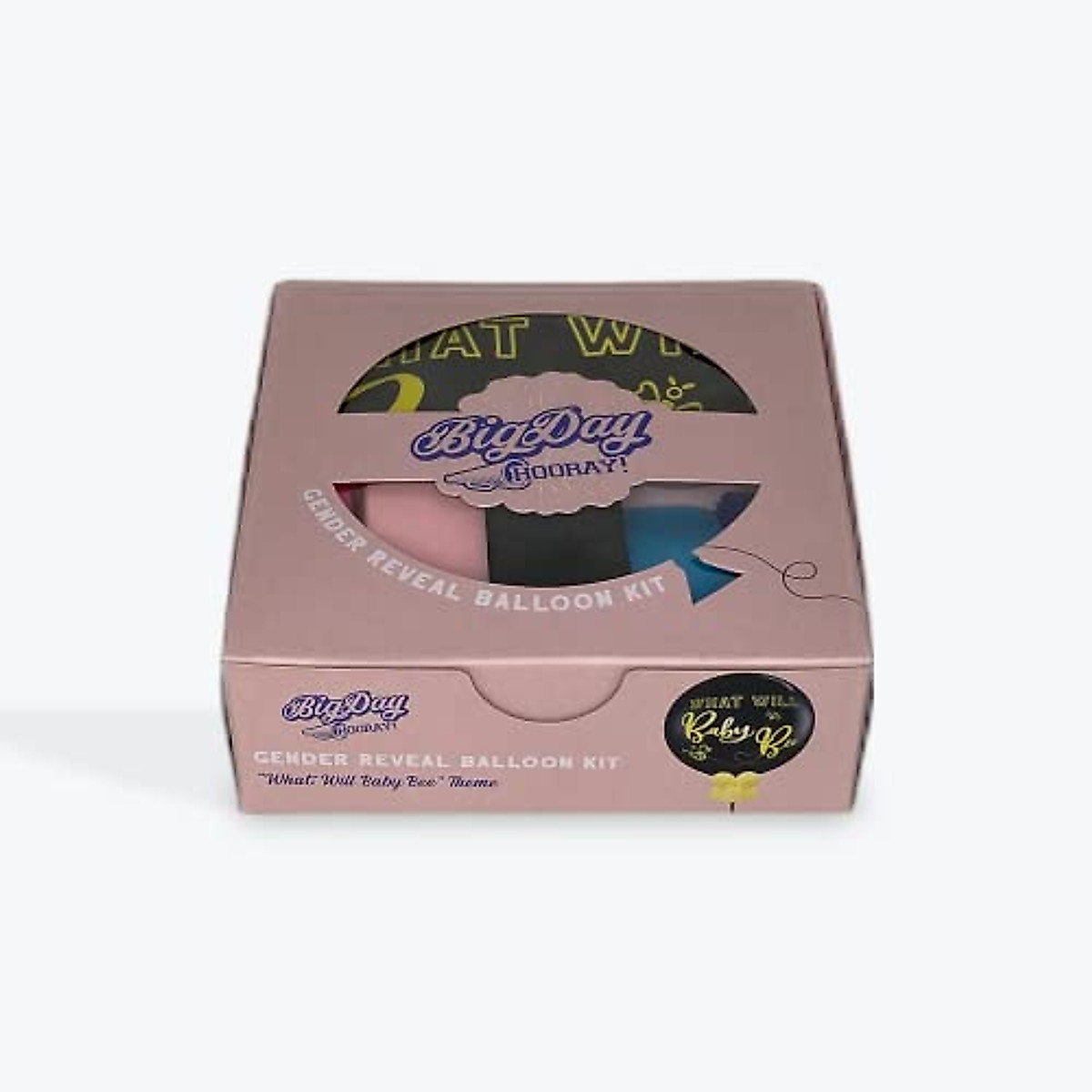 What Will Baby Bee Gender Reveal Balloon - 36" Black Balloon - Pink and Blue Confetti for Boy or Girl - Baby Shower Gender Reveal Party Supplies Decoration Kit