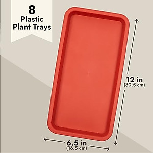 Juvale 8 Pack Plastic Plant Drip Trays for Planters, Pots, Rectangular Saucer Pans for Indoors, Outdoors (Terracotta Red, 6.5x12 in)