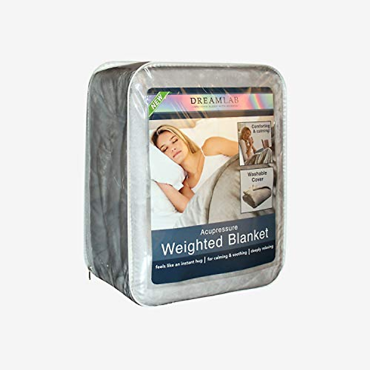 Weighted Blanket with Removable Cover, 15lb, 48"x72", Grey