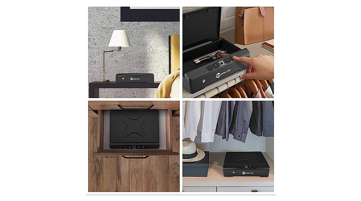 Wincent Biometric Gun Safe with Quick Access & Emergency USB Port