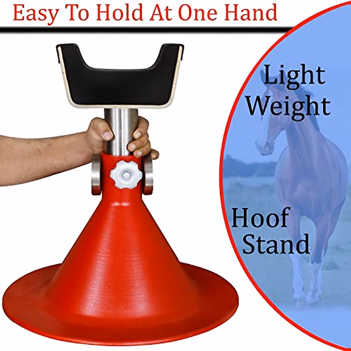 AAProTools Standard Horse Size Hoof Farrier Stand - Red + Hoof Knife