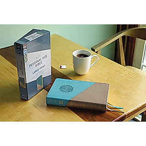 NIV, Personal Size Bible, Large Print, Leathersoft, Teal/Gold, Red Letter, Comfort Print