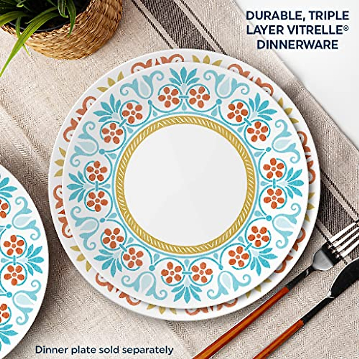 Corelle Terracotta Dreams Dinnerware Set for 6, 18 Pieces & Terracotta Dreams Salad Plate Set for 6 | 8.5 Inch Kitchen Plate Set
