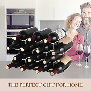 Bellglee 14 Bottles Wine Racks Countertop for Shelf, 4-Tier Wooden Wine Bottle Holder Stand, freestanding Wine Storage for Inside Cabinet Organizer for Home Décor, Bar and Pantry