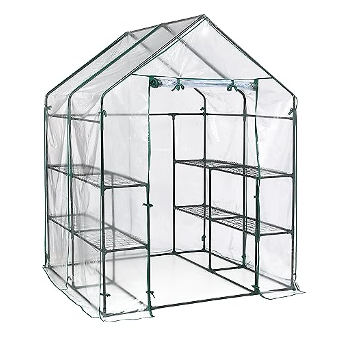 Miracle-Gro 4'8" x 4'8" x 6'5" All-Season Small Walk-in Greenhouse with 8 Wire Shelves for Outdoors, Easy-Access and Durable, Translucent