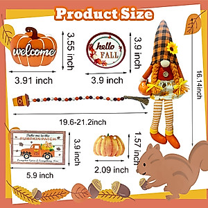 Thanksgiving Tiered Tray Decorations Set - 11pcs Wooden Sign Fall Tiered Tray Decor - Gnome Fall Tiered Tray Decor Pumpkin for Kitchen Table Fireplace Mantle Rustic