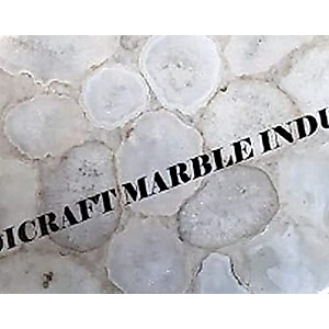 15" Inch Agate Square Table, Natural Agate Table, Square Coffee Table, White Agate Table, Square Agate Stone Table