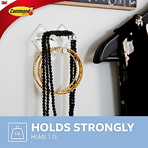 Command Clear Jewelry Rack, Holds up to 1 lb, 2 Jewelry Racks with 3 Medium Command Strips, Damage Free Hanging on Walls, Doors, Cabinets, and Closet for Jewelry and Accessories