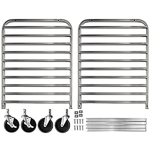 BIEAMA 10-Tier Sheet Pan Rack, Bun Pan Rack, Aluminum Bakery Rack, Home Commercial Kitchen Bakery Cooling Rack, 4 Wheels