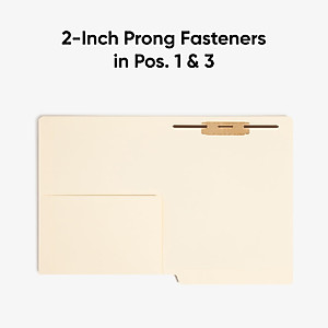 Smead Shelf-Master End Tab Fastener Folders with Pockets, 25 Count, Manila, Straight-Cut Tab, 1 Pocket, Letter Size (34099)