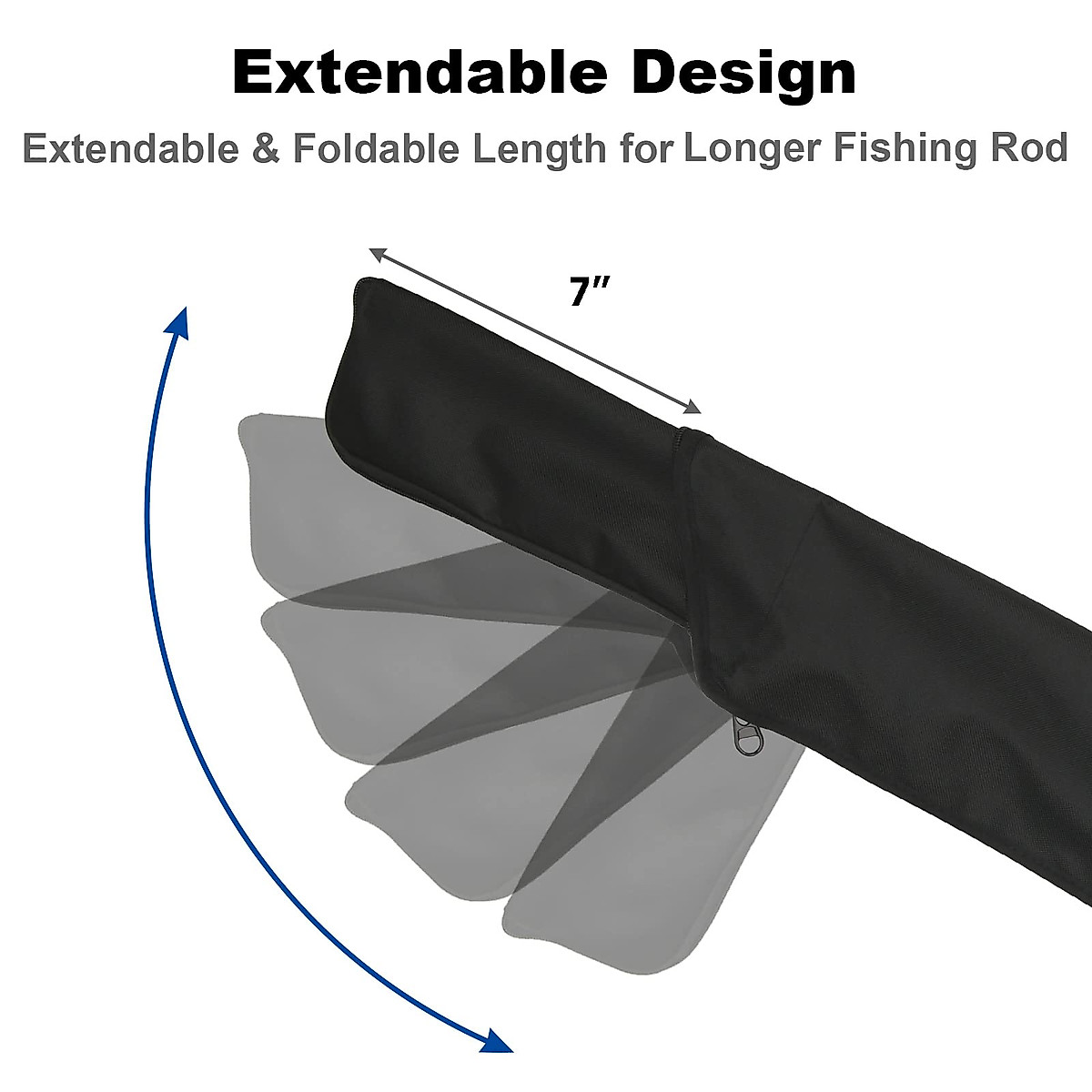 Cosmos Portable Fishing Rod Bag Foldable Fishing Pole Reel Tackle Organizer Storage Bag Fishing Rod Travel Carry Bag Rod Spinning Protective Case Cover, 53 Inches with 7 Inches Extendable Length