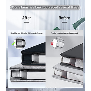 Popotop Photo Album Self Adhesive with Picture Display Window,40 Pages DIY Baby Memory Book for 4x6 8x10 Picture,Linen Cover Scrapbook for Wedding,with Scraper and Metallic Pen