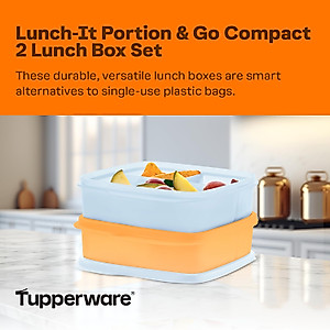 Tupperware Lunch-It Portion & Go Compact 2-Lunch Box Set, Dishwasher Safe and BPA Free (2.3 Cups/550 ml)