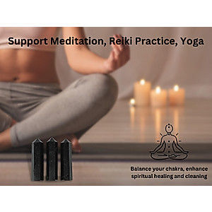 Black Tourmaline Crystal Points Bulk Healing Crystals and Stones - Pack of 3 Single Terminated Healing Wand Point Bulk Crystals for Crafts, Crystal Grid, DIY Work - Premium Crystals for Beginners Gift