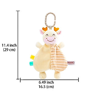D-KINGCHY Baby Hanging Toys with Crinkle Paper, Baby Saliva Towel Toy, Infant Toys 0-12 Months, Lovey Soft Toy, Comforting Cuddle Toy for Newborn 0-1 Year Old (Deer)