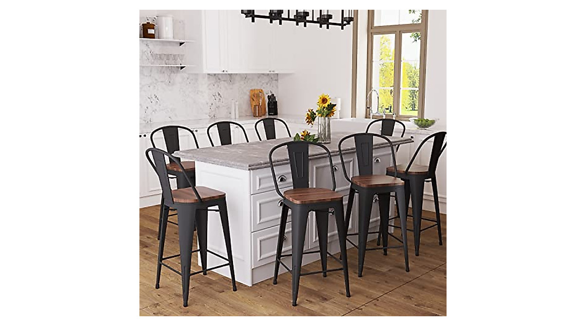Stylish Aklaus Metal Bar Stools Set of 4 - Modern Design