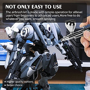 XDOVET Dual-Action Airbrush Kit Air Brush Painting Set with 0.2mm/0.3mm/0.5mm Needles,7cc/20cc/40cc Paint Cup, Air Hose for Tattoo, Makeup, Nail, Model, Art Hobby - for Pro & Beginner