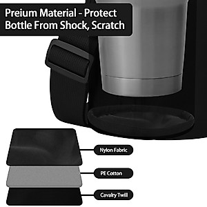 Xxerciz Water Bottle Carrier Bag for Yeti Rambler 30 oz Cup, Water Bottle Holder with Adjustable Strap, Tumbler Carrier Pouch Accessories for Outdoor Travelling Camping (Black)