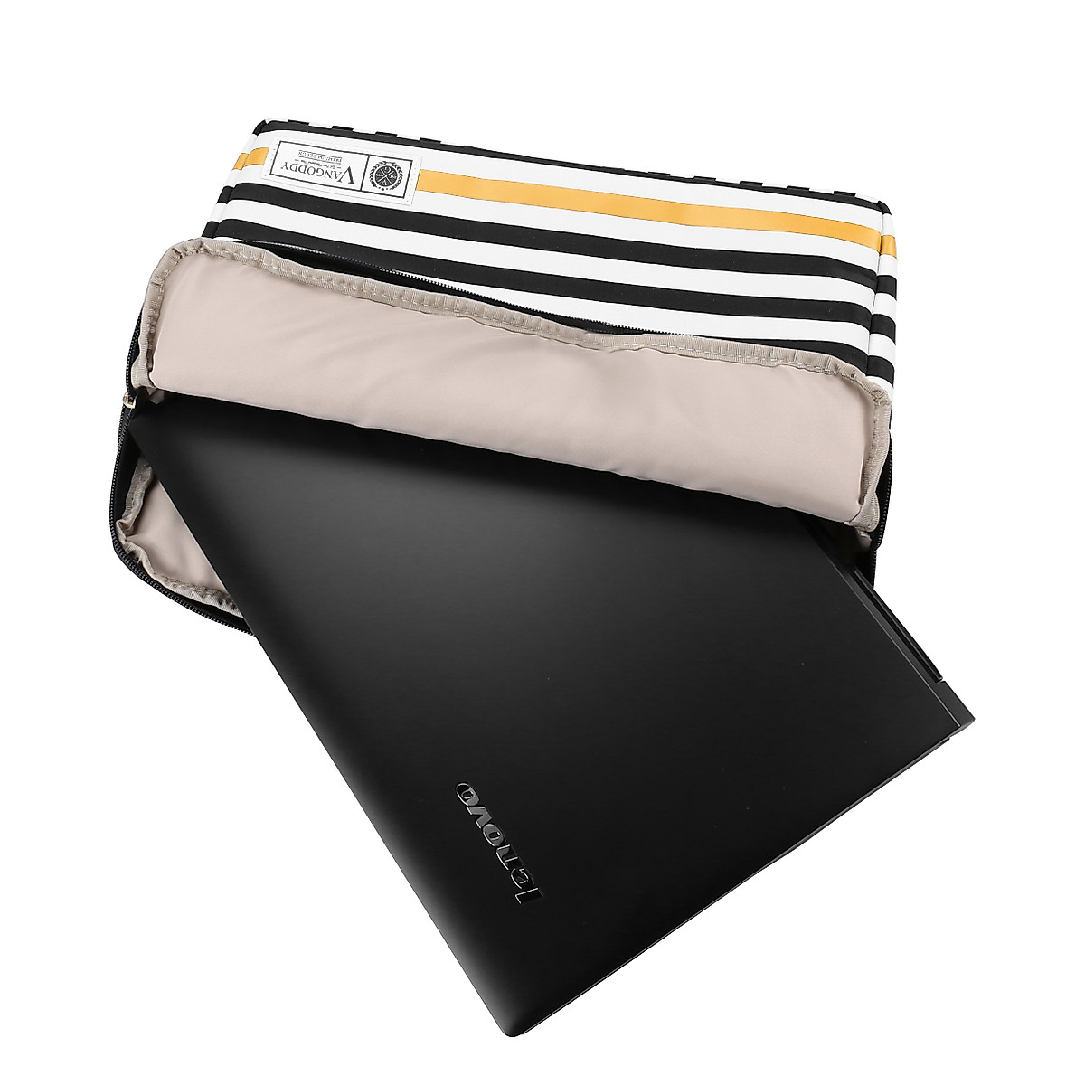 Slim Striped 12-inch Laptop Sleeve Compatible with Asus Laptop L210 E210, Chromebook C202 Flip C214, VivoBook Flip 12 S13, ZenBook 13 UX334 Flip S UX371 (Gold)