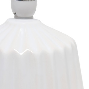 Simple Designs LT1120-OFF Petite Mini Pleated English Ceramic Base Table Lamp, Off White