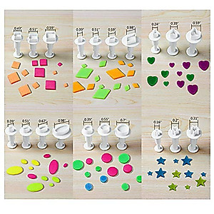 OGORI 20pcs Mini Fondant Cutters Cookie Cutters Sugarcraft Cake Decorating Tools, Square/Round/Heart/Oval/Five-Pointed Star/Diamond